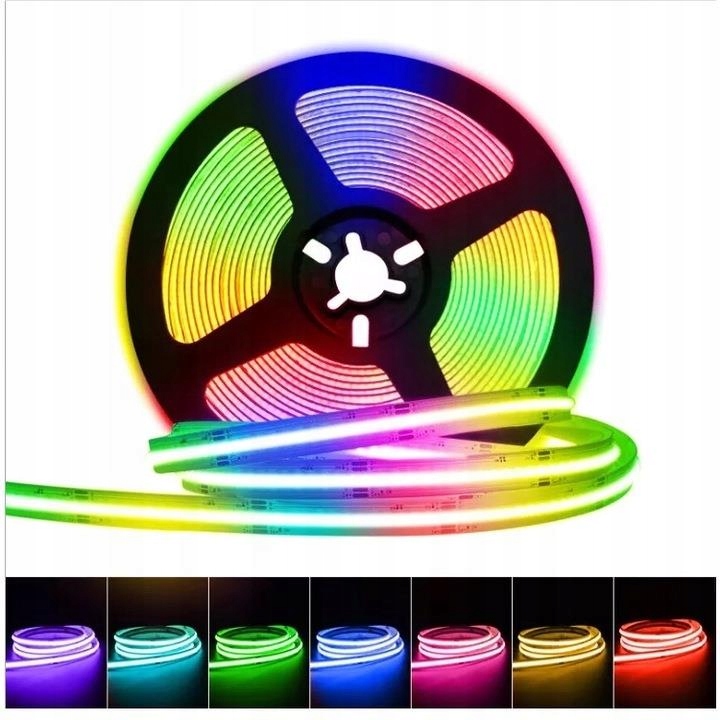 COB RGB Taśma LED NEON WIELOKOLOROWA 1M 12V 12W (5903715415549) • Cena ...
