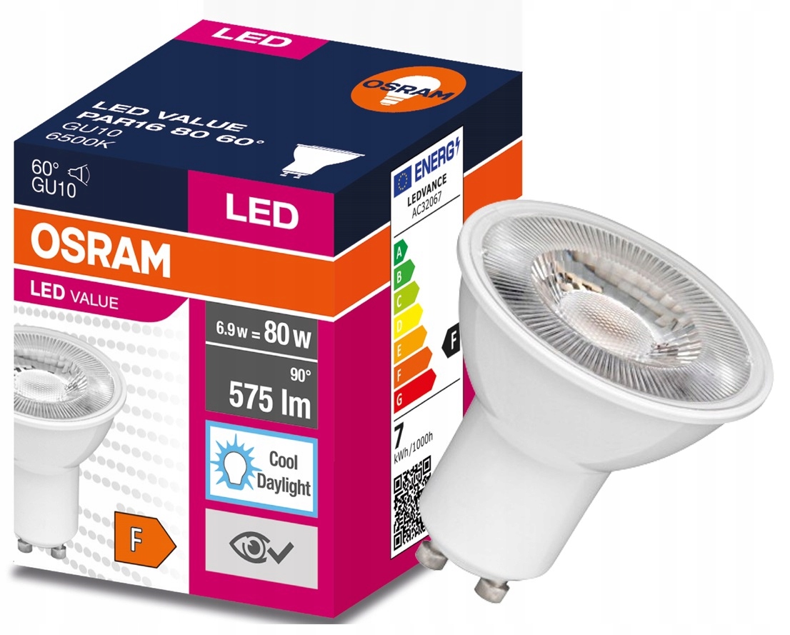 OSRAM żarówka reflektor VALUE LED 6.9W 6500K 575lm GU10 60 ...
