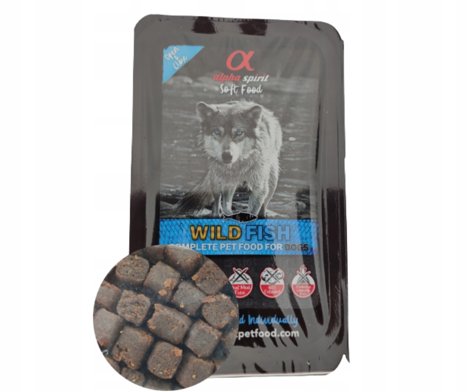 ALPHA SPIRIT Wild Fish karma półmiękka dla psa BEZ ZBÓŻ ryba tacka 200g ...