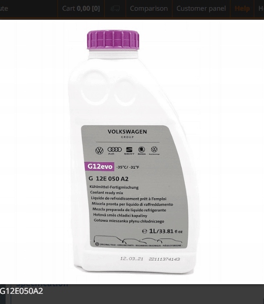 Płyn chłodniczy G12 VW G12E050A2 1L Seat Skoda 5906400082965 za 28 ...
