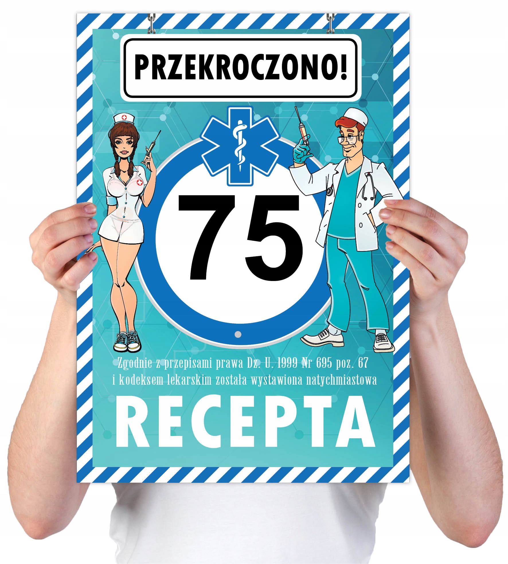 75 URODZINY KARTKA URODZINOWA Z RECEPTĄ NA 75 LAT (urodzinowa życzenia ...