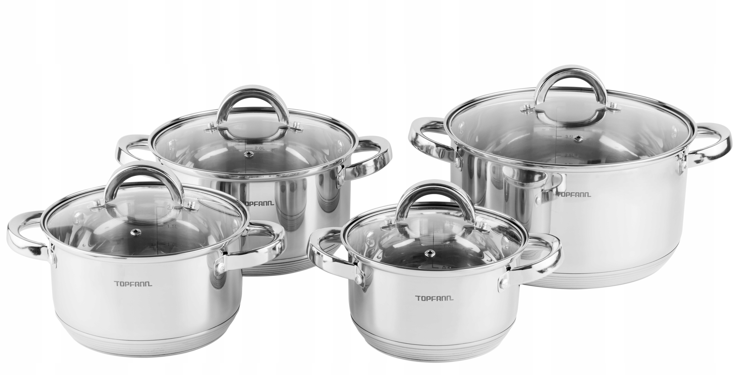 KOMPLET GARNKÓW ZE STALI NIERDZEWNEJ 8 EL. GARNKI Z POKRYWKAMI ZESTAW ...