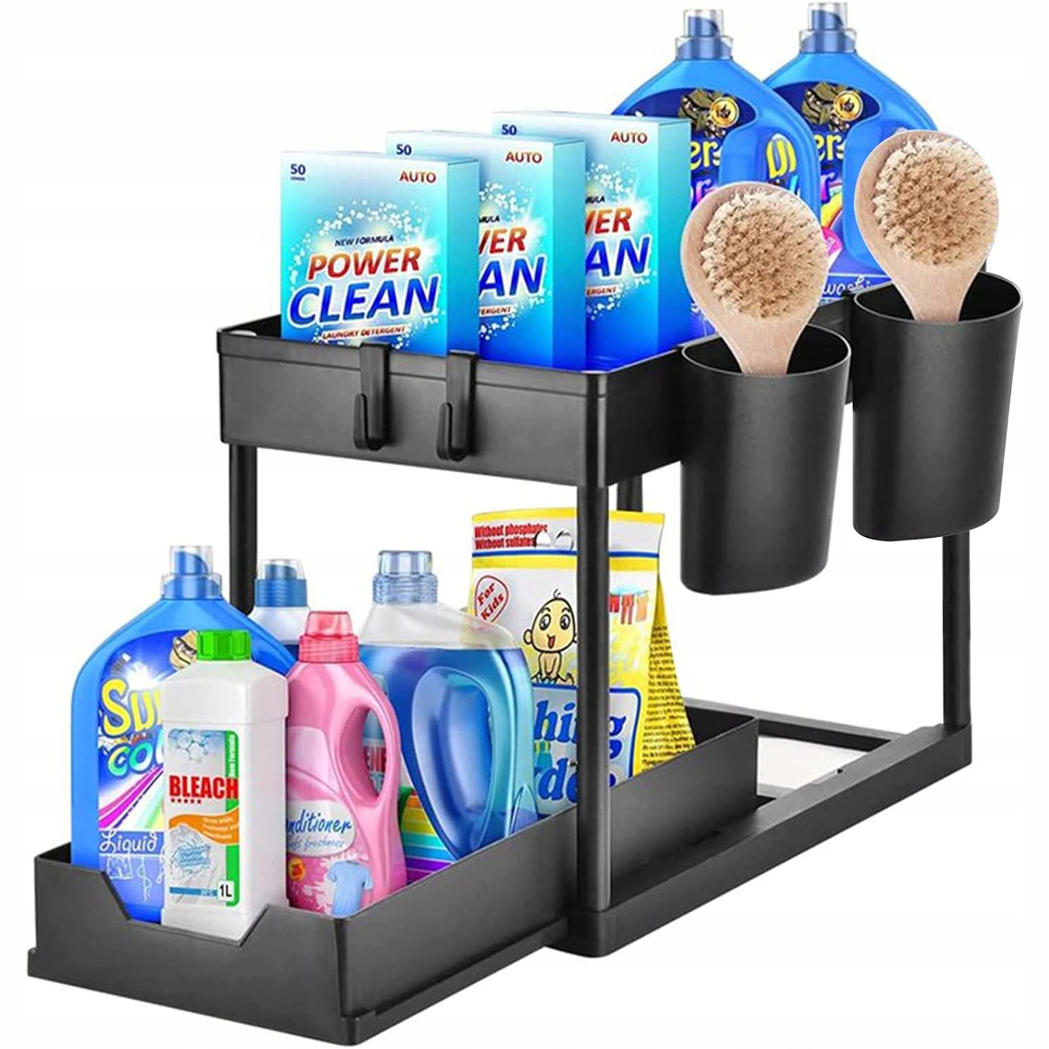 ORGANIZER POD ZLEW PÓŁKA DO SZAFKI 2 POZIOMOWA+4 HACZYKI +2 KUBKI ...