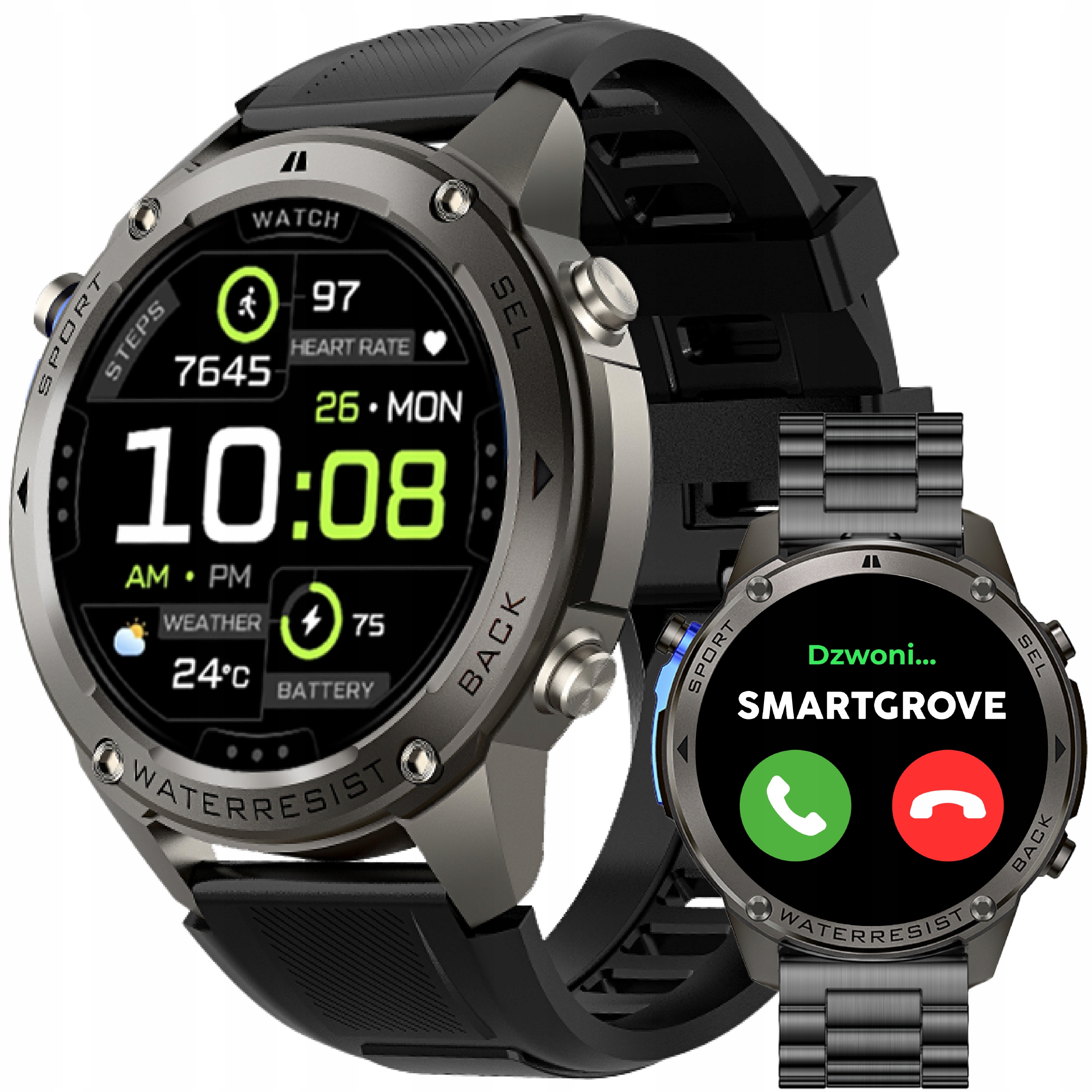 SMARTWATCH MĘSKI ZEGAREK MENU PL GPS WODOODPORNY SPORT ROZMOWY AMOLED - Sklep, Opinie, Cena w ...