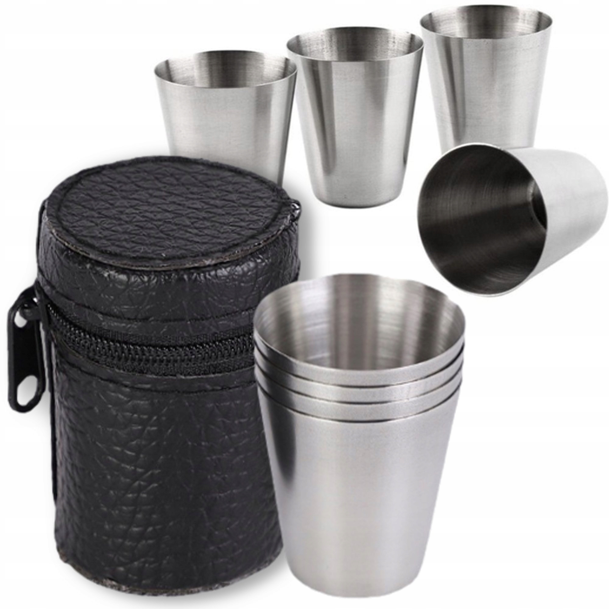 4x KIELISZKI STALOWE TURYSTYCZNE BIWAK SURVIWAL METALOWE 80ML 4SZT ETUI - 5904158874627 ...