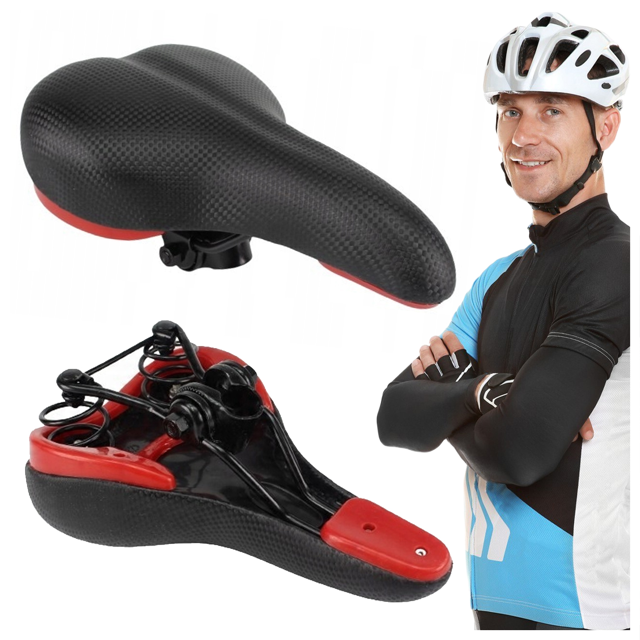 SIODEŁKO ROWEROWE SIODŁO MTB CZARNO-CZERWONE B 37612 - 5906477476124 ...