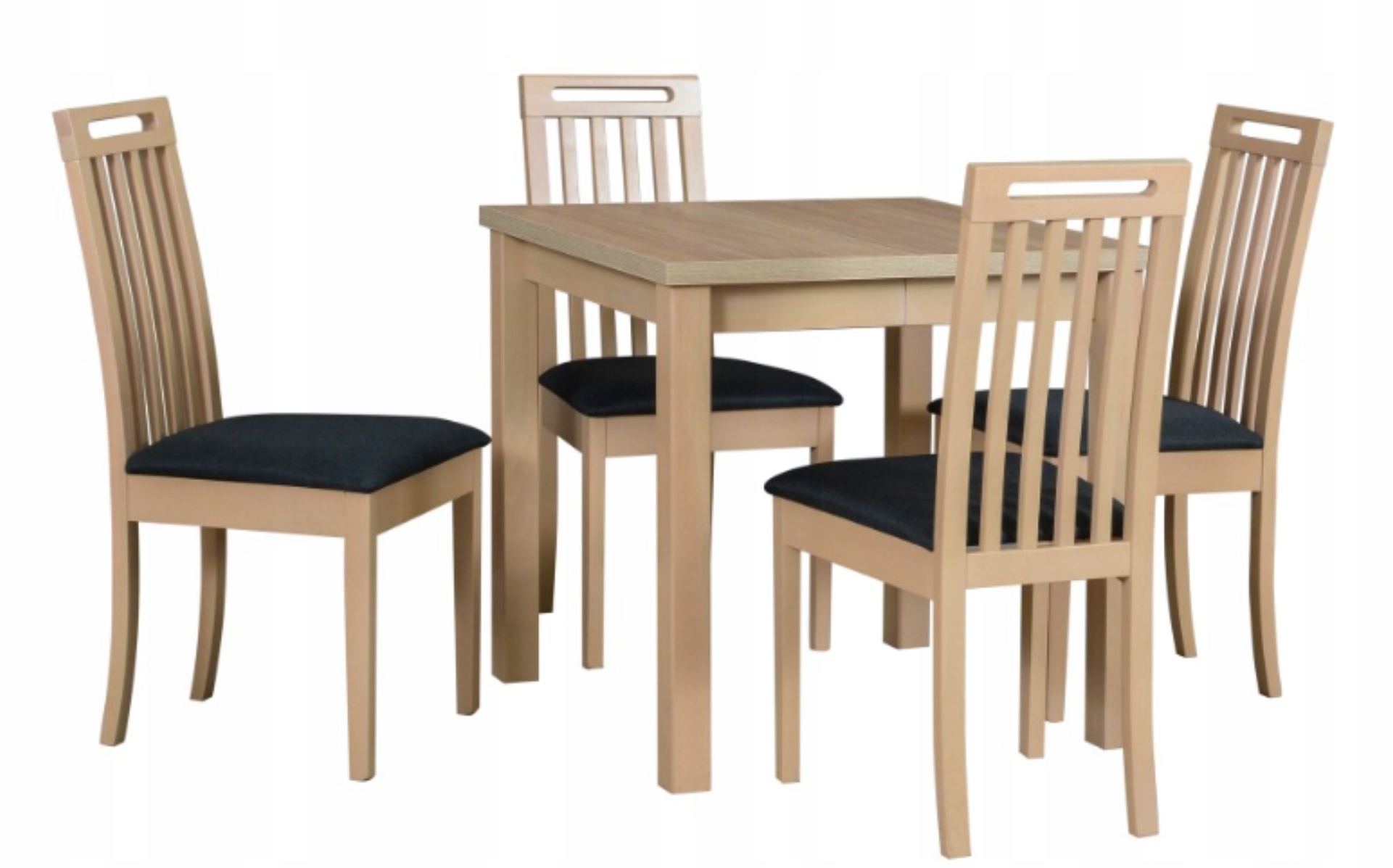 STÓŁ ROZKŁADANY 80x80/160 I 4 KRZESŁA tapicerowane siedzisko KOLORY (M ...