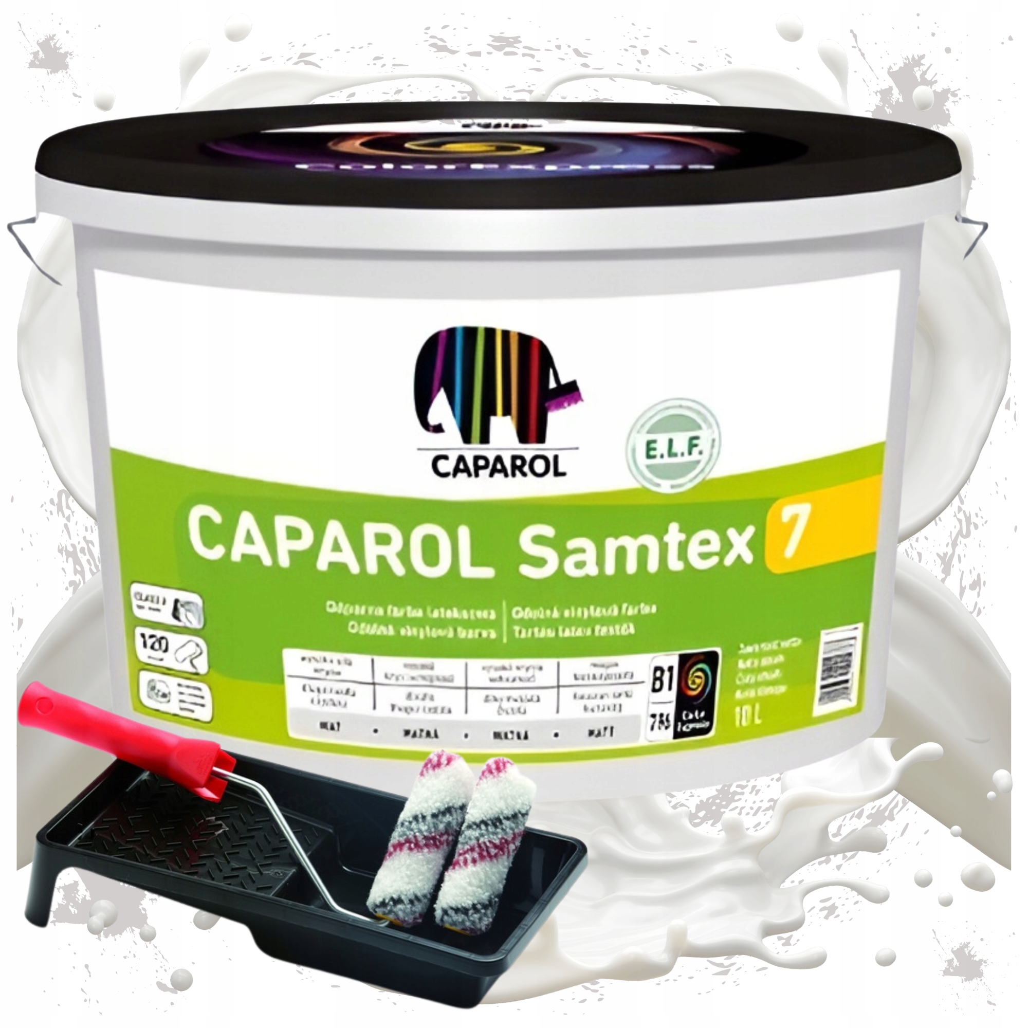 Farba Lateksowa Biała Odporna na Zmywanie CAPAROL 10L +Zestaw do ...