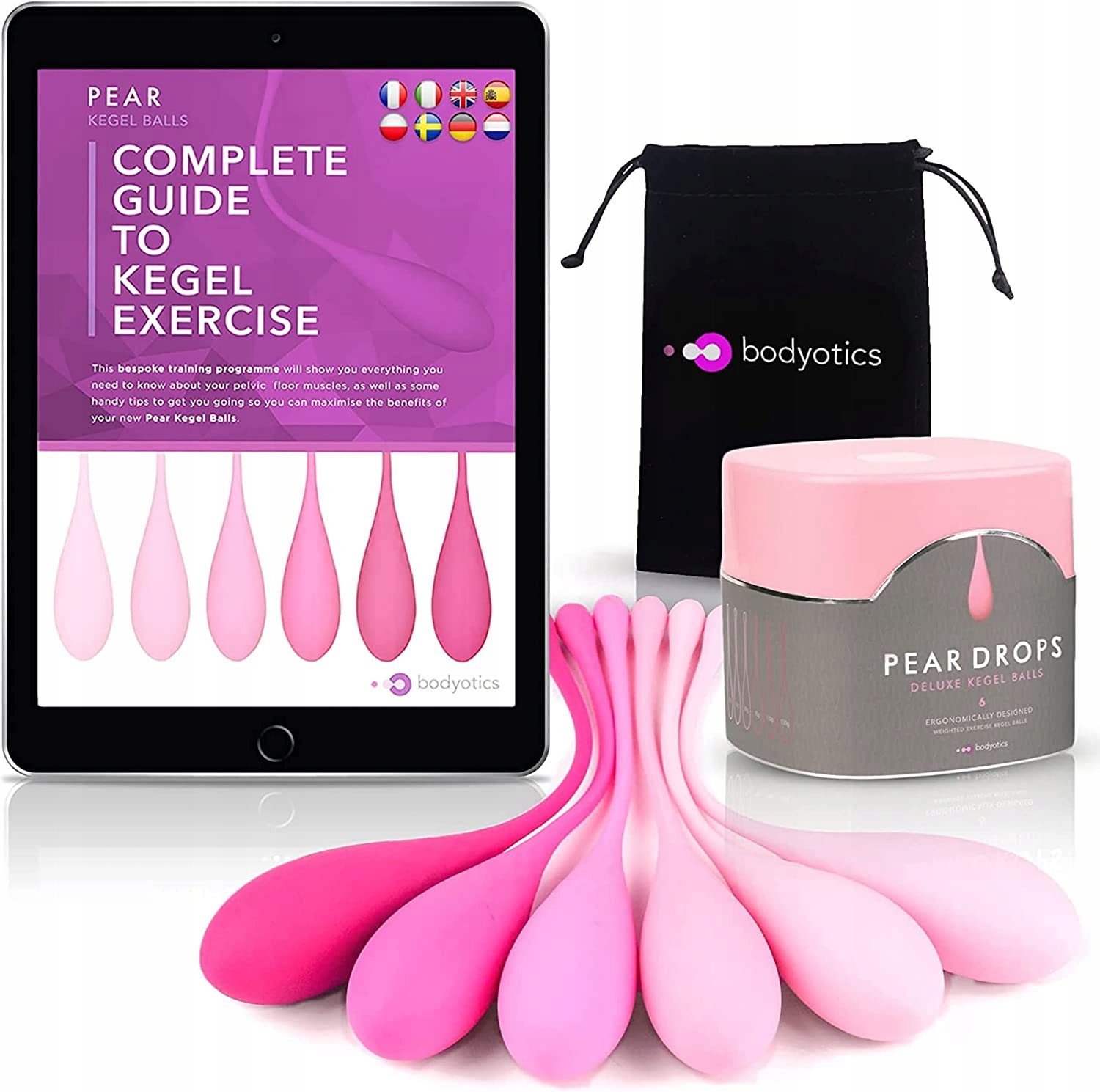 Kulki do ćwiczenia mięśni kegla Bodyotics Pear Drops deluxe 6 szt ...
