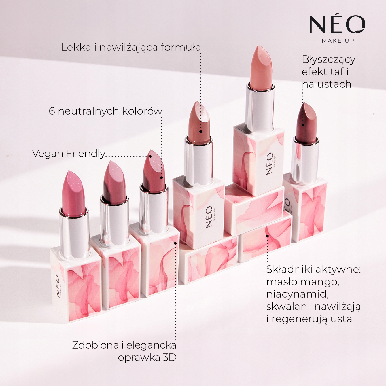 NEO MAKE UP Pomadka nawilżająca do ust SHEER LIPSTICK 06 COCOA SILK ...