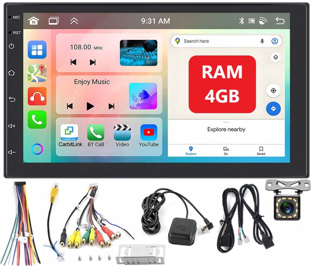 RADIO SAMOCHODOWE 2 DIN ANDROID AUTO CARPLAY 4GB/64GB ANDROID 13 RDS DSP - Sklep, Opinie, Cena w ...