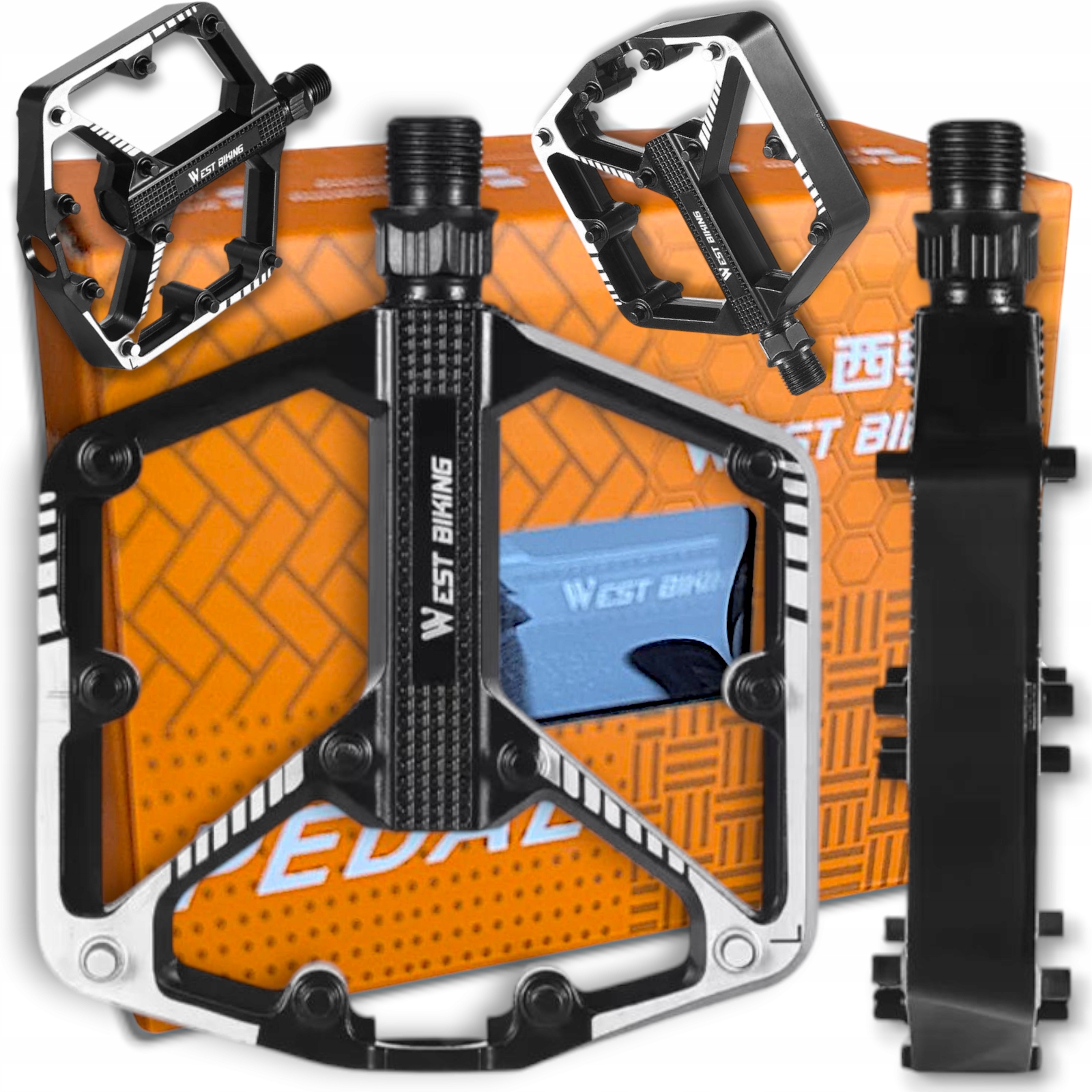 PEDAŁY ROWEROWE PLATFORMOWE ALUMINIOWE LEKKIE UNIWERSALNE PINY WEST ...