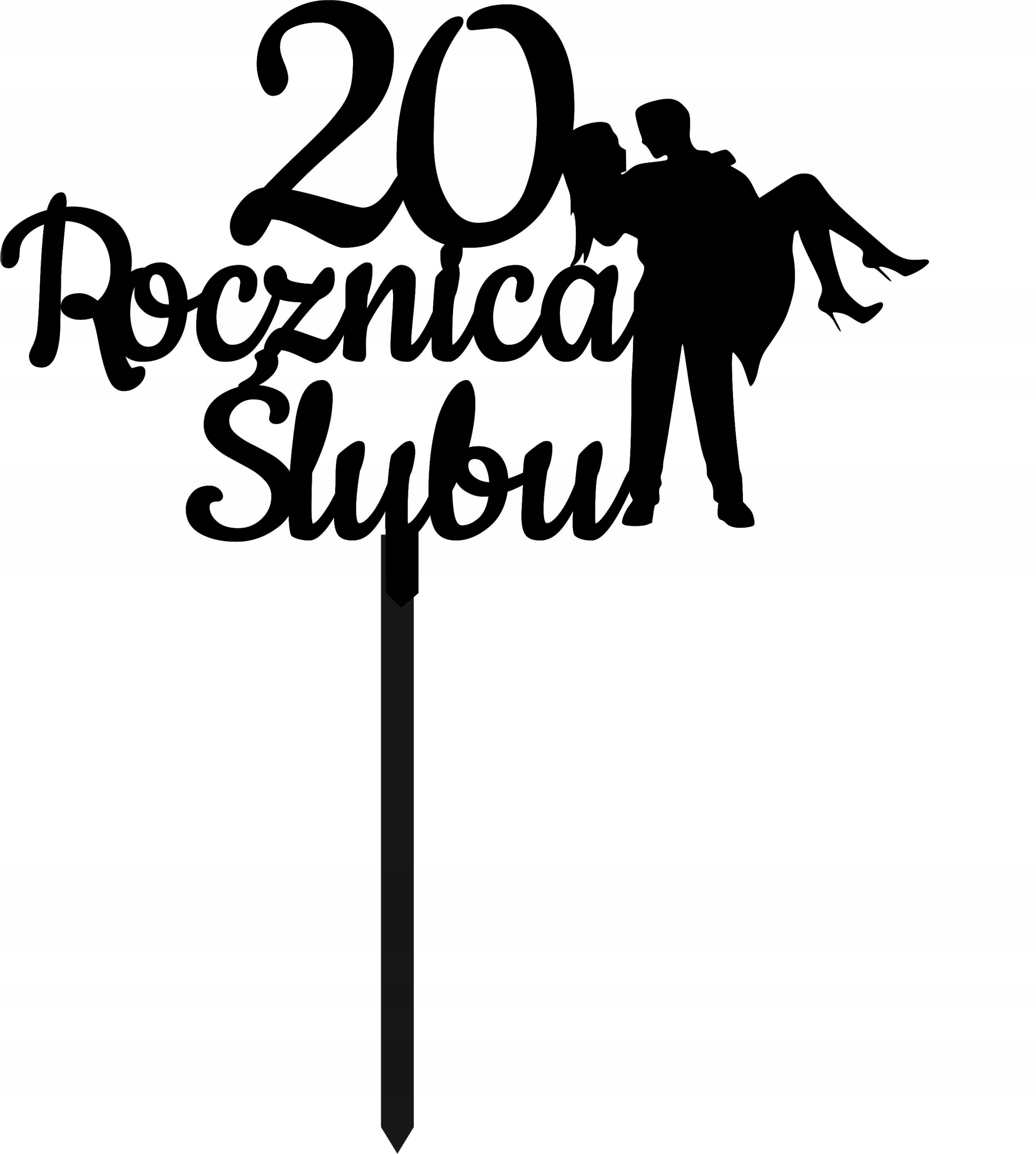 CZARNY TOPPER NA TORT 20 ROCZNICA ŚLUBU MIŁOŚĆ • Cena, Opinie • Toppery ...