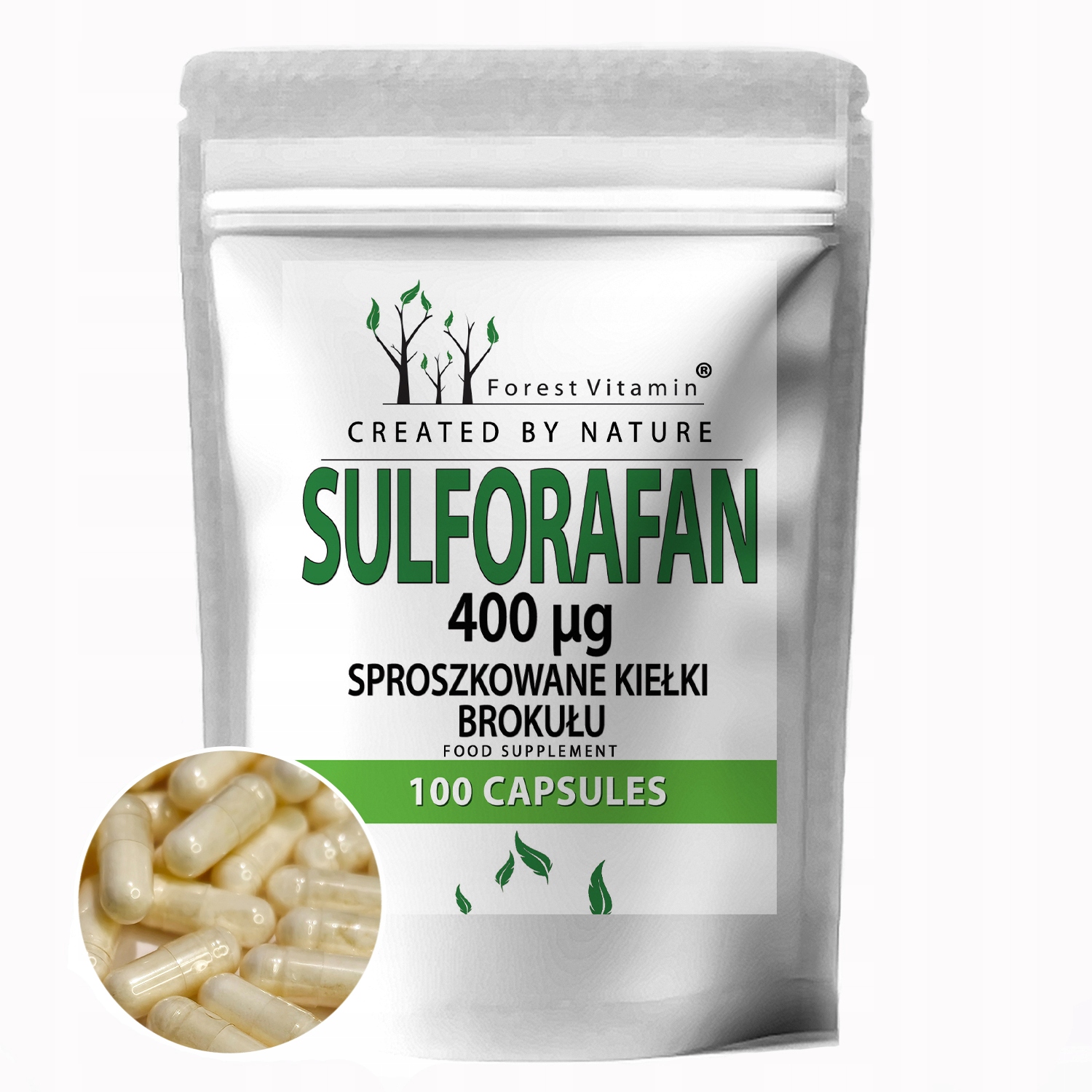 Sulforafan 400mcg 100kaps KIEŁKI BORKUŁA ANTYOKSYDANT SULFORAPHANE ...