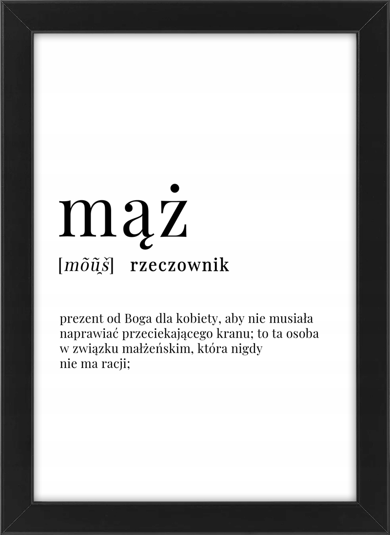 Definicja ze słownika ŚLUB śmieszne + ramka A3 12416412368 - Allegro.pl