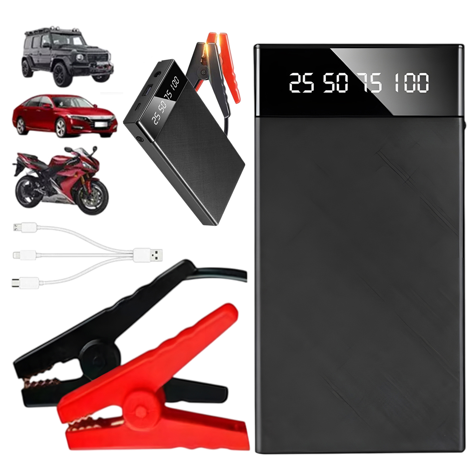 JUMP STARTER SILNÝ START BOOSTER DO AUTA POWERBANKA SVÍTILNA SADA za ...