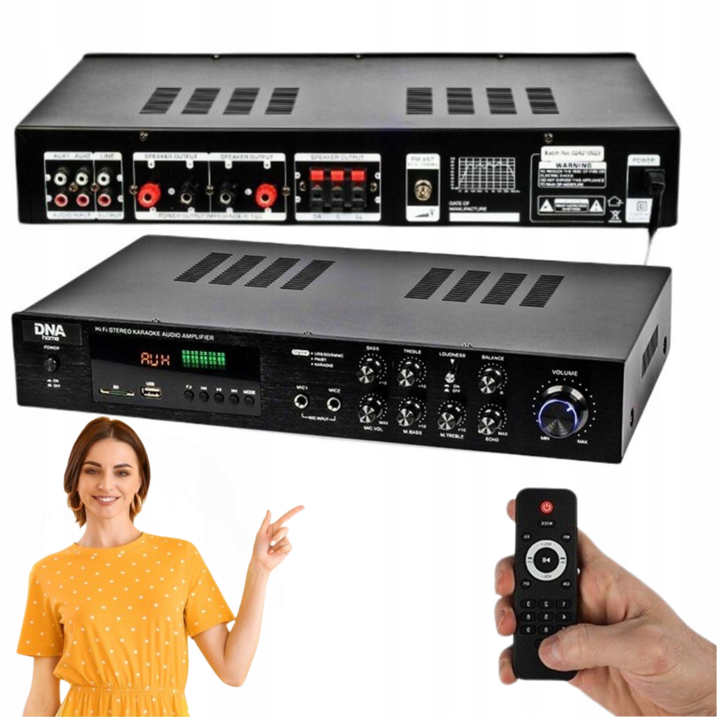 WZMACNIACZ DŹWIĘKU 5.0 STEREO HIFI BLUETOOTH USB SD FM AUX PILOT DNA ...