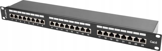 Patch panel 1U 19 24x RJ45 Kat.6 Czarny - Sklep, Opinie, Cena w Allegro
