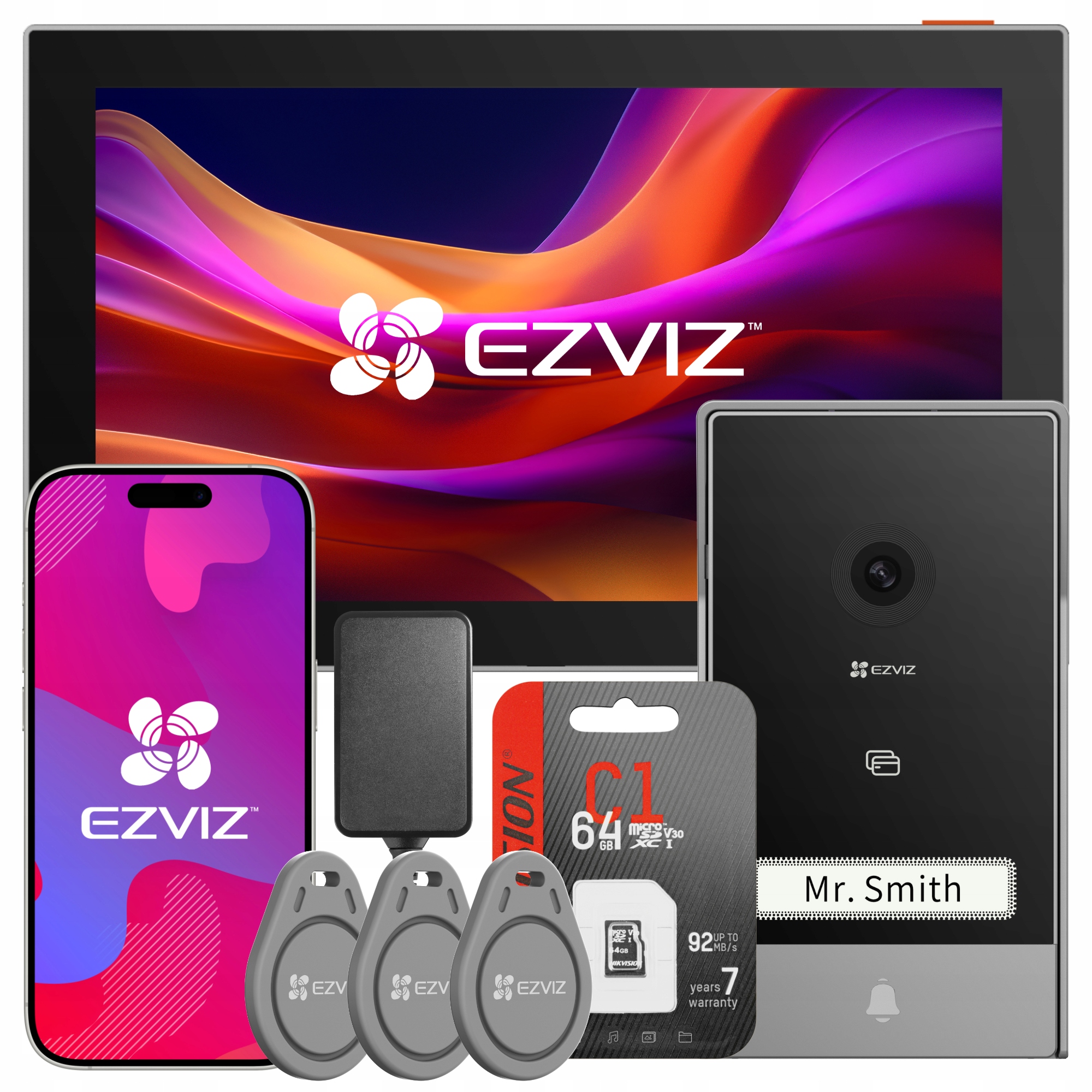 WIDEODOMOFON WIFI EZVIZ HP7 FURTKA BRAMA APLIKACJA CZYTNIK + KARTA 64GB ...