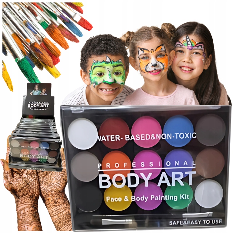 Malowidła Do TWARZY CIAŁA Body ART 15 KOLORÓW Farba Do Malowania Dzieci ...