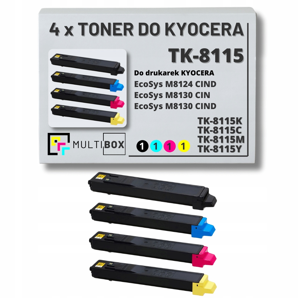 4-pak Toner do KYOCERA TK8115 ECOSYS M8124 M8130 12,0K/3x6,0K CMYK ...