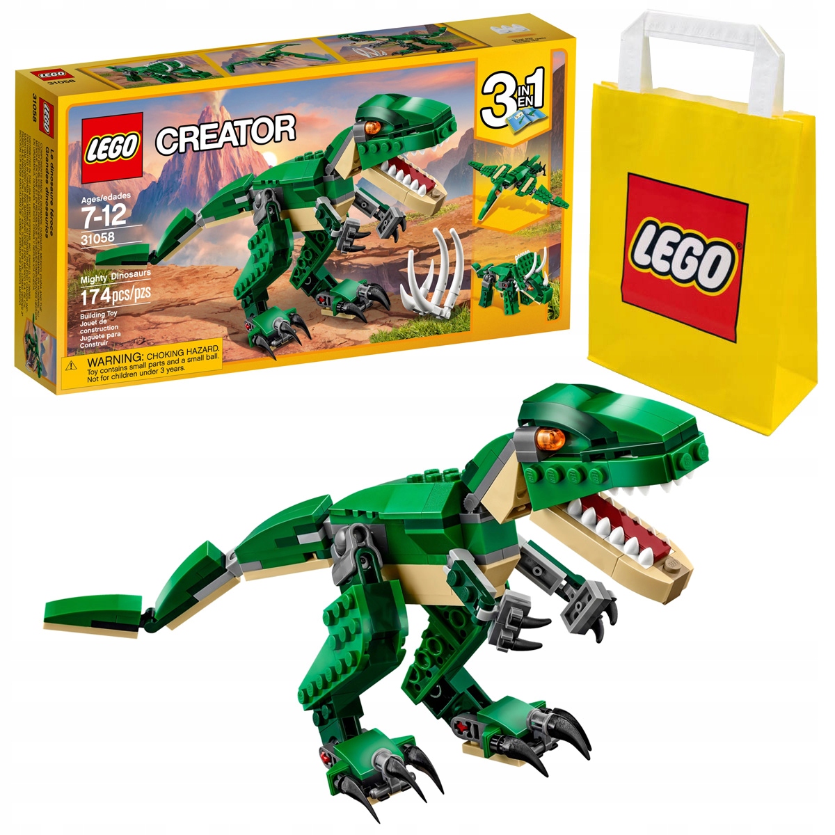 KLOCKI LEGO CREATOR 31058 POTĘŻNE DINOZAURY 3W1 PREZENT DLA DZIECI ... KLOCKI LEGO CREATOR 31058 POTĘŻNE DINOZAURY 3W1 PREZENT DLA DZIECI ...