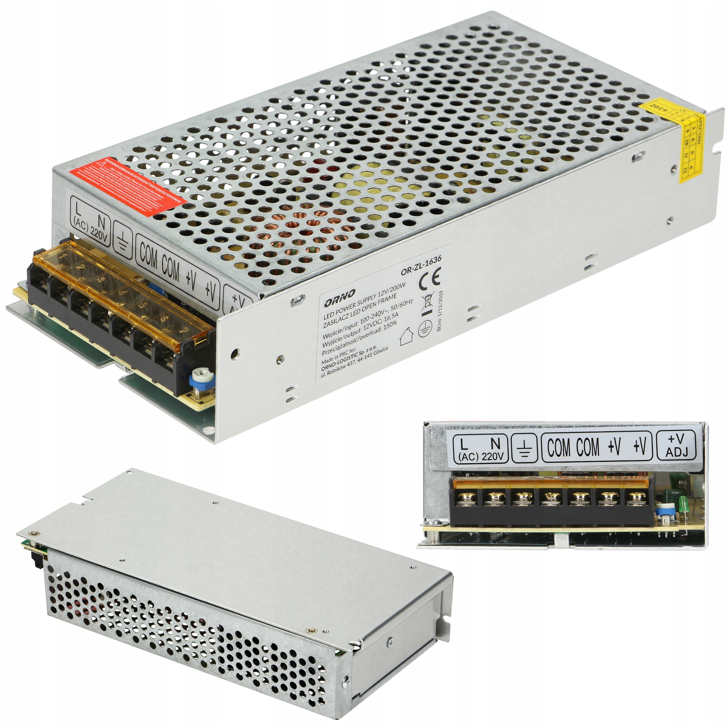 ZASILACZ LED MODUŁOWY DO TAŚM CCTV 12V 16,5A 200W (5904194054472) • Cena, Opinie • Akcesoria ...