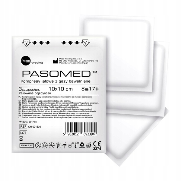 PasoMed kompresy opatrunkowe jałowe z gazy 3 szt 11790750700 - Allegro.pl