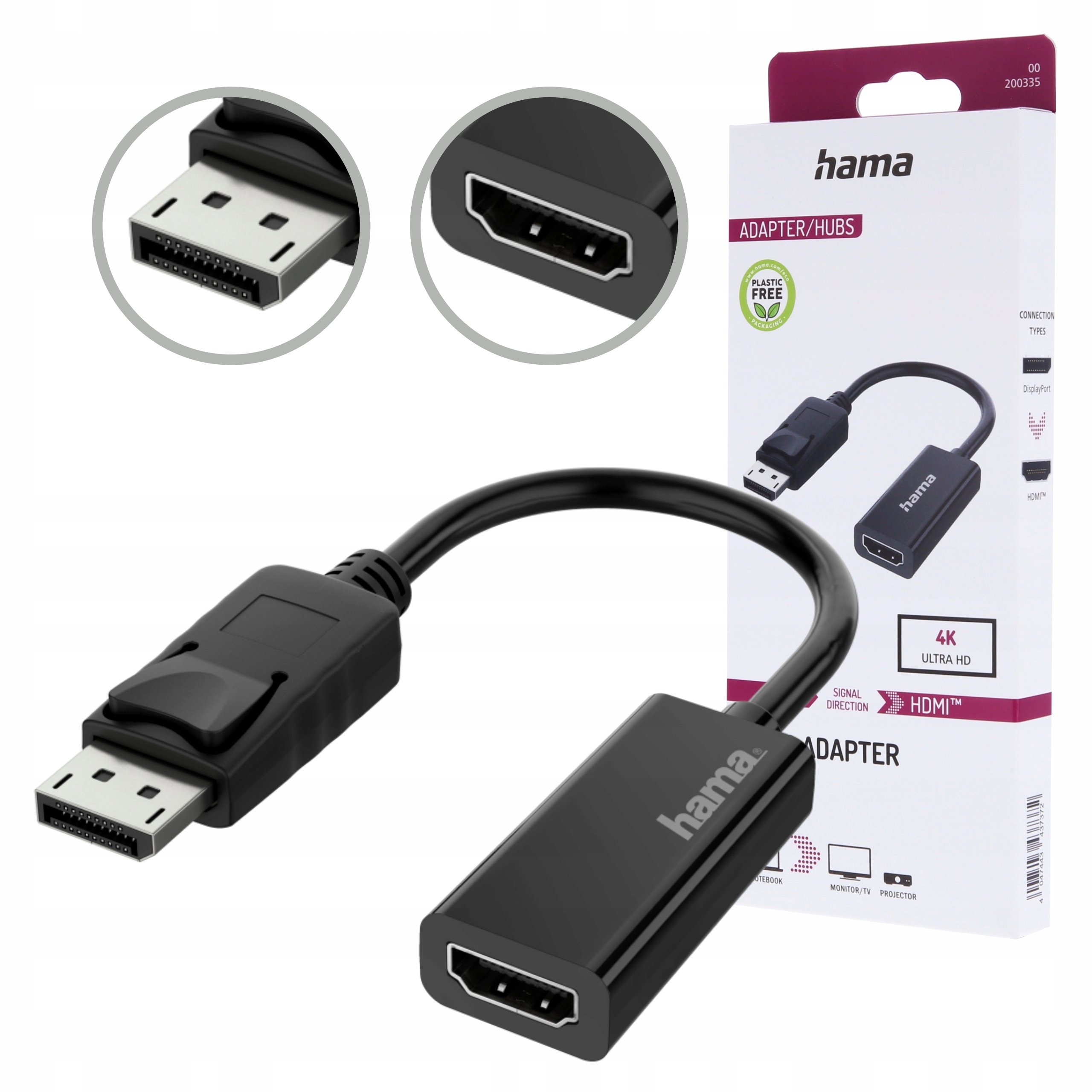 HAMA ADAPTER DisplayPort WT - HDMI GN 4K - Sklep, Opinie, Cena w Allegro