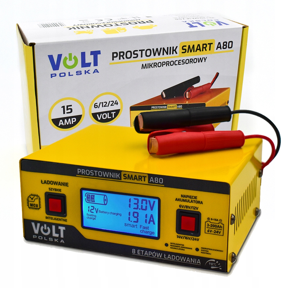 PROSTOWNIK ŁADOWARKA AUTOMATYCZNA DO AKUMULATORA SMART VOLT 6V/12V/24V 15A 5903760240097 za 149 ...