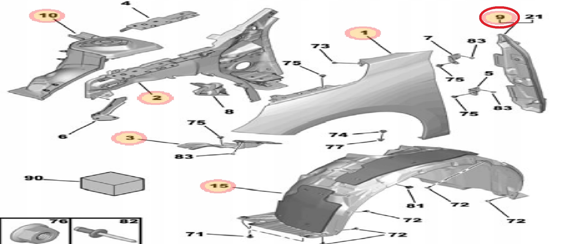 WYGŁUSZENIE PIANKA BŁOTNIKA PRZÓD CORSA F 19- RH 9823233780 za 61 zł z ...