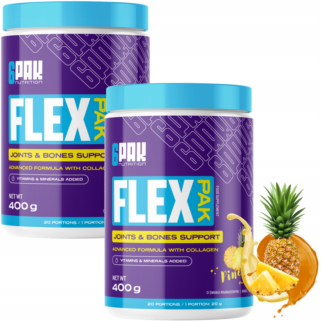 Suplement diety 6PAK Nutrition Flex Pak proszek ananasowy 400 g bez ...
