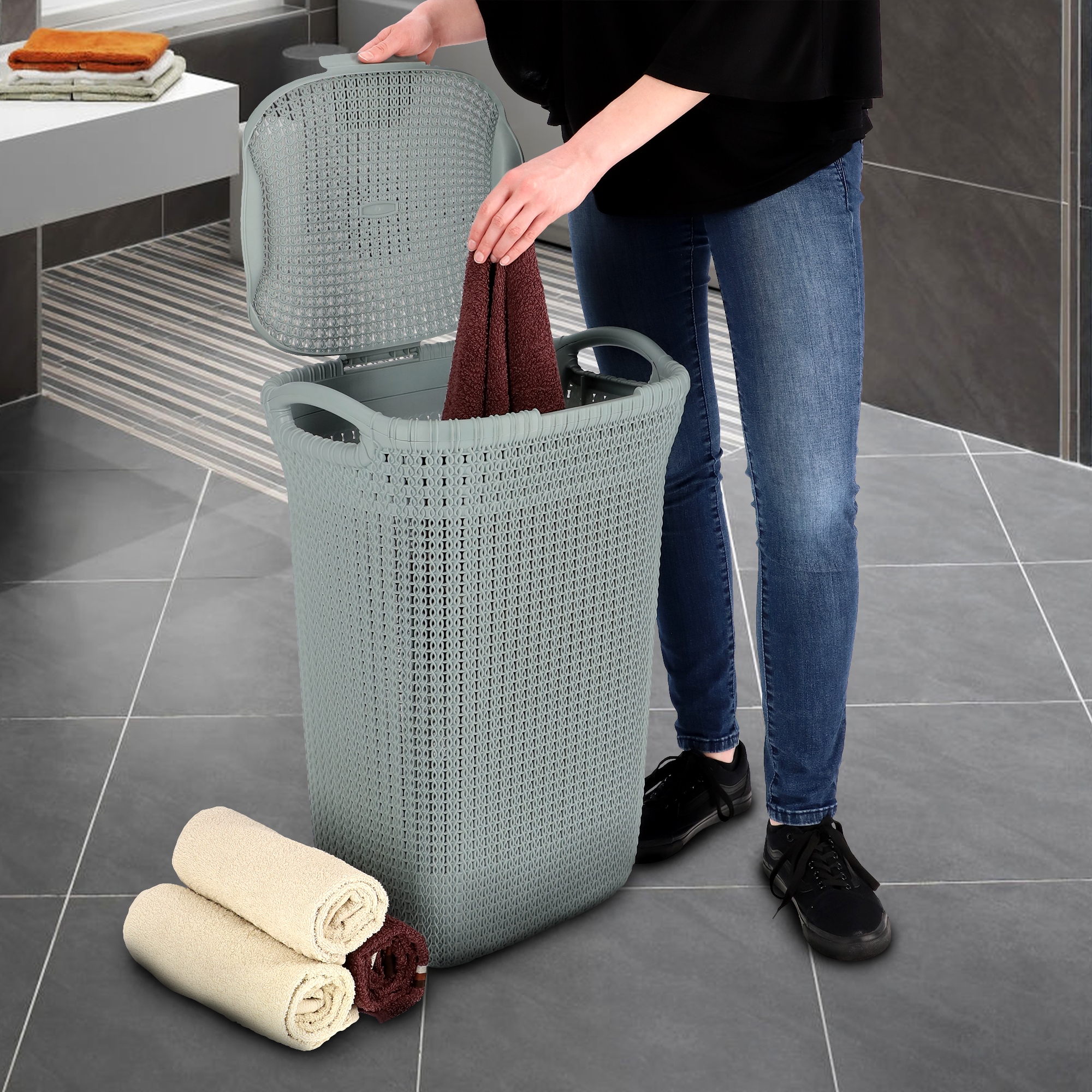 Kup Curver 228411 Kosz Na Pranie 57L Szaroniebieski na arena.pl i ciesz ...