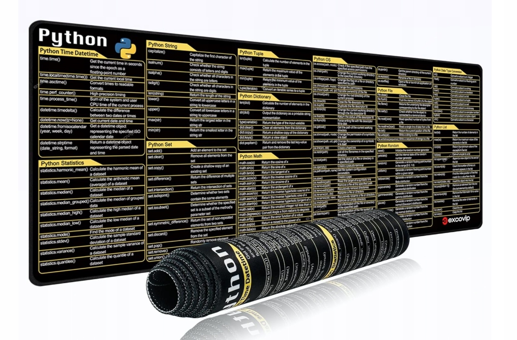 PODKŁADKA POD MYSZ 80 x 30 CM PYTHON SHORTCUTS PODKŁADKA DLA INŻYNIERÓW ...