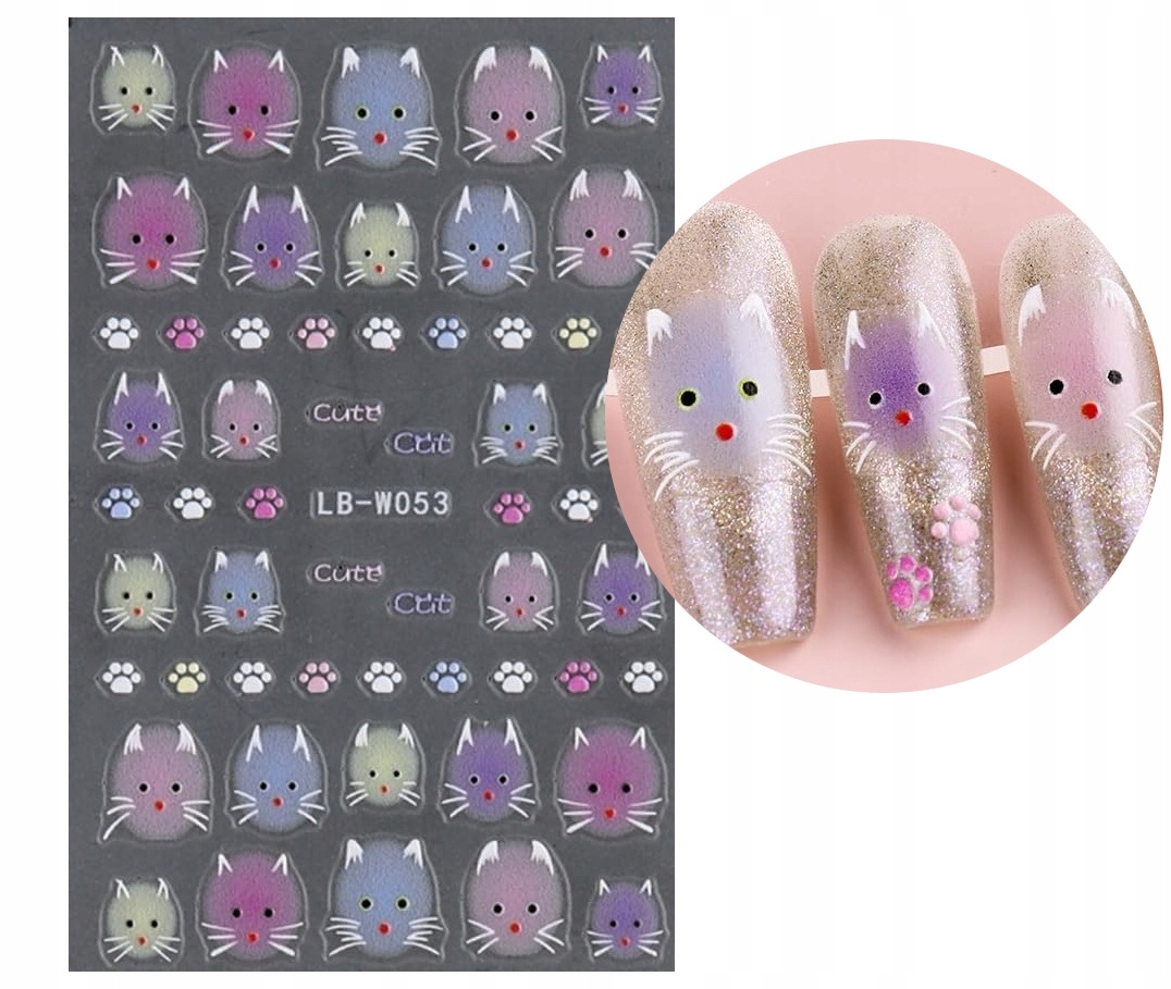 3D Matricák Körömre - Öntapadós Cica/Macska Mintás Dísz S125 ...