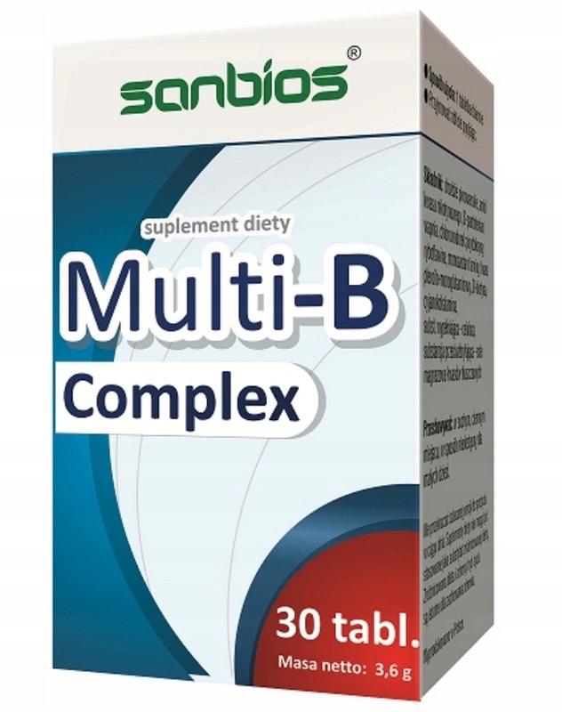 Sanbios Multi-B Complex Witaminy B1 B2 B3 B5 B6 B7 B9 B12 30 tabletek ...