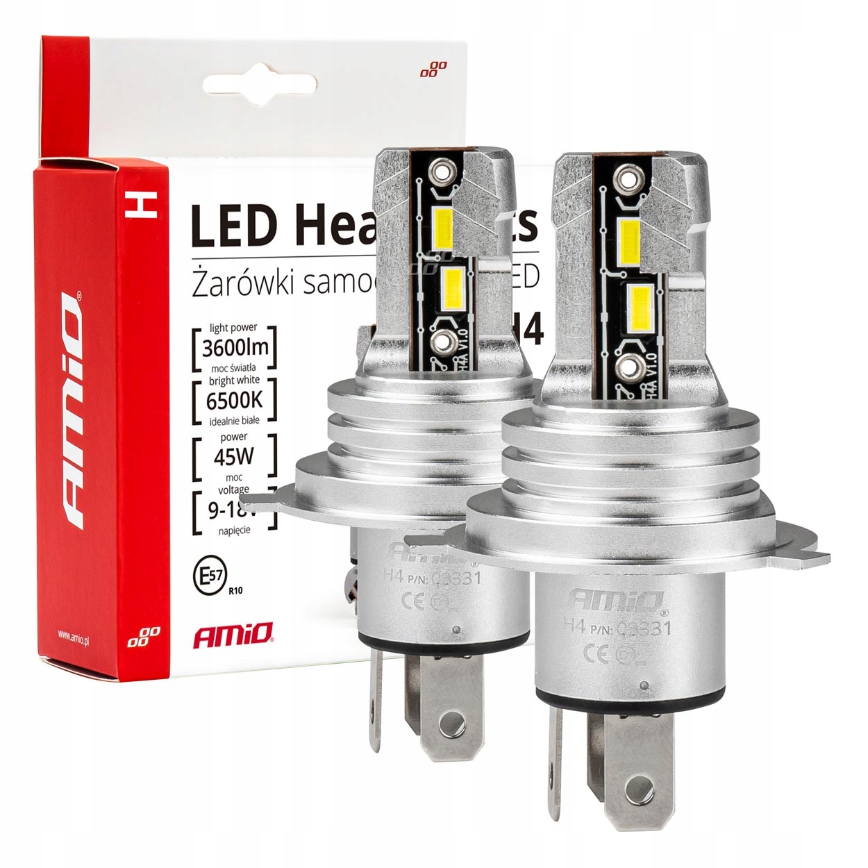2 x Żarówki LED LEDOWE AUTO MOTOR H4 12V CSP 6500K MOCNE HOMOLOGACJA E57 5903293010846 za 121 ...
