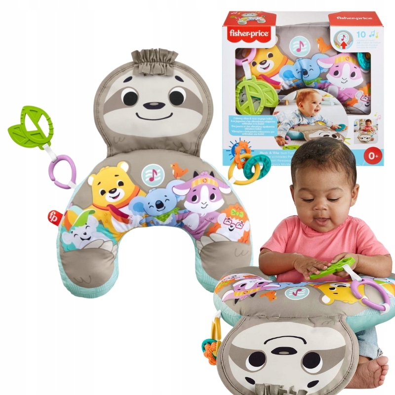 FISHER-PRICE MUZYCZNY LENIWIEC PODUSZKA SENSORYCZNA Z WIBRACJAMI 0M ...