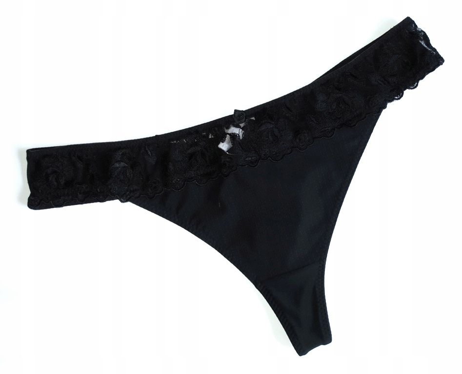 HUNKEMOLLER XL 42 CZARNE STRINGI ELASTYCZNE Z KORONKĄ SEXY ...