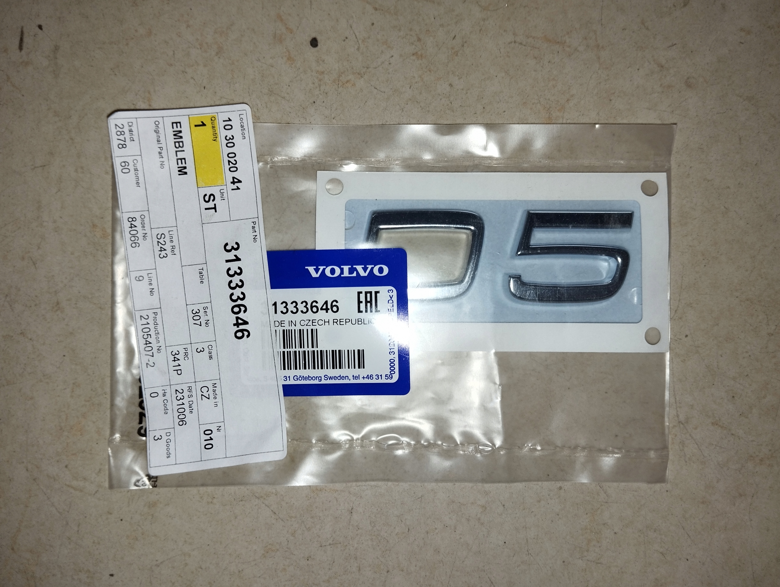 VOLVO D5 EMBLEMAT ZNACZEK NAPIS NA KLAPĘ 31333646 za 160.00PLN z ...