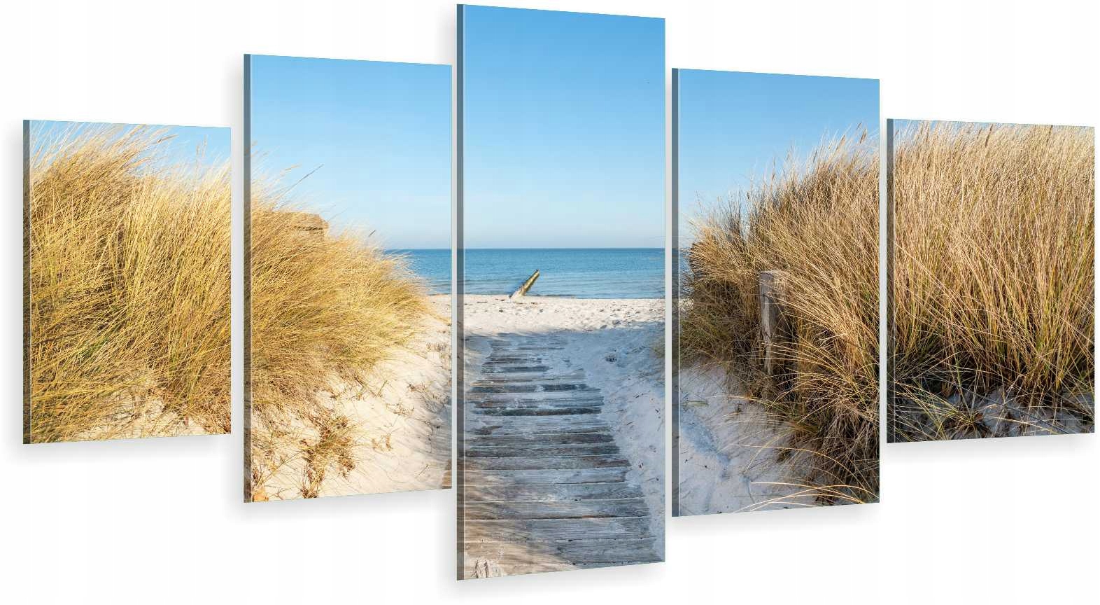 TRIPTYK 5CZ NA PLÁTNĚ, pláž, duny, moře, písek - Allegro