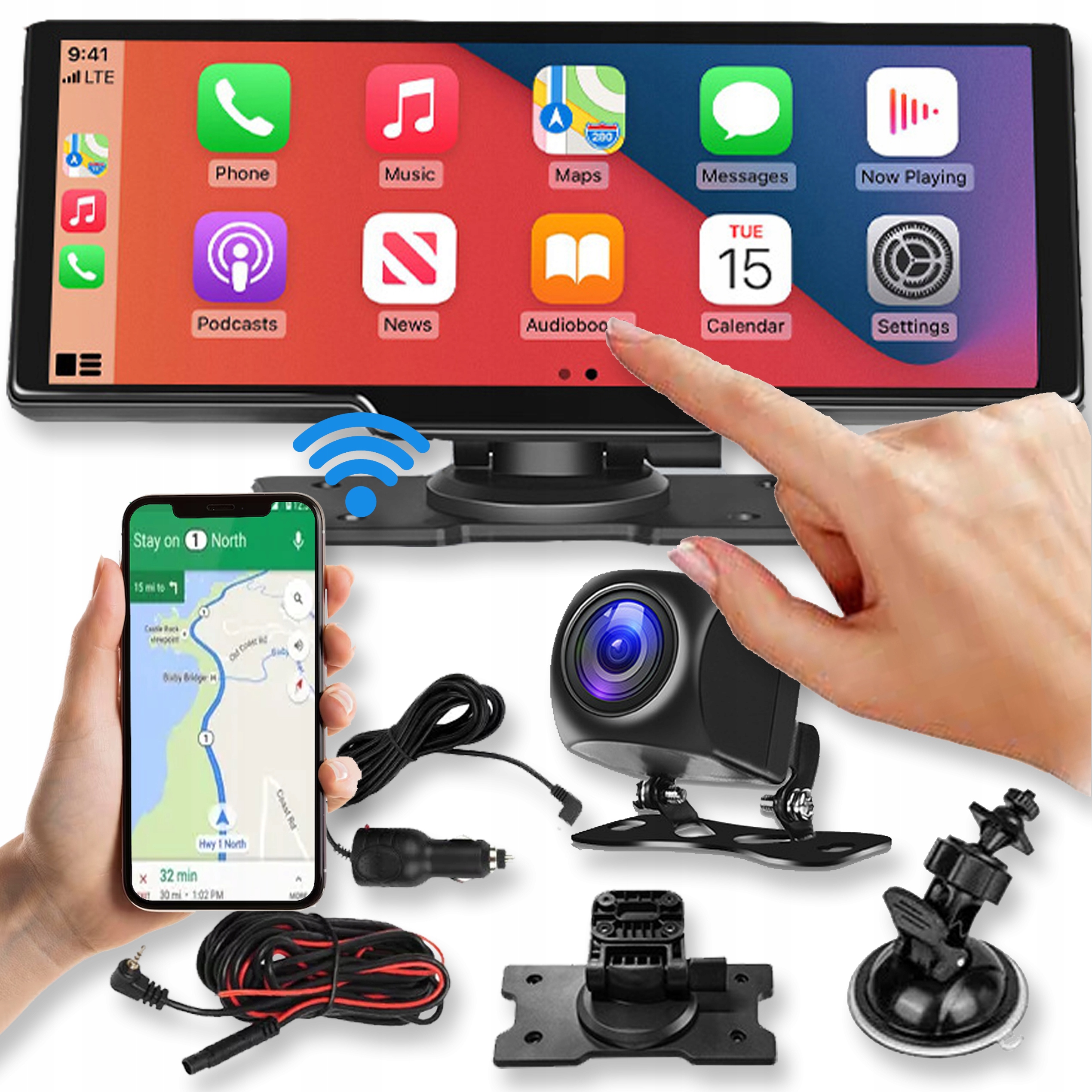 MONITOR SAMOCHODOWY RADIO ANDROID CARPLAY NAWIGACJA USB AUTO WIFI ...