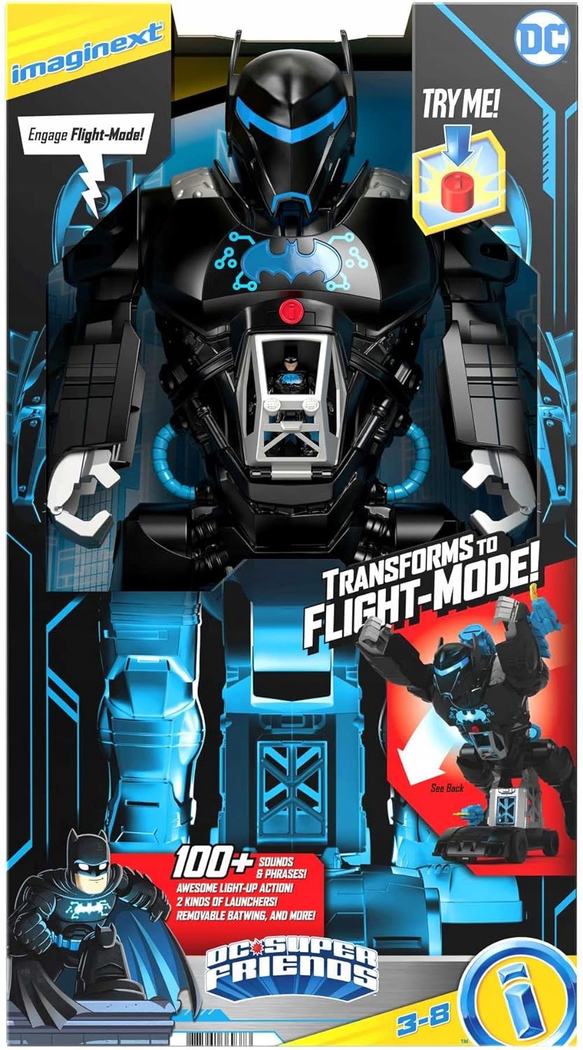 Imaginext DC Super Friends Bat-Bot, zabawka Batman (transformująca się ...