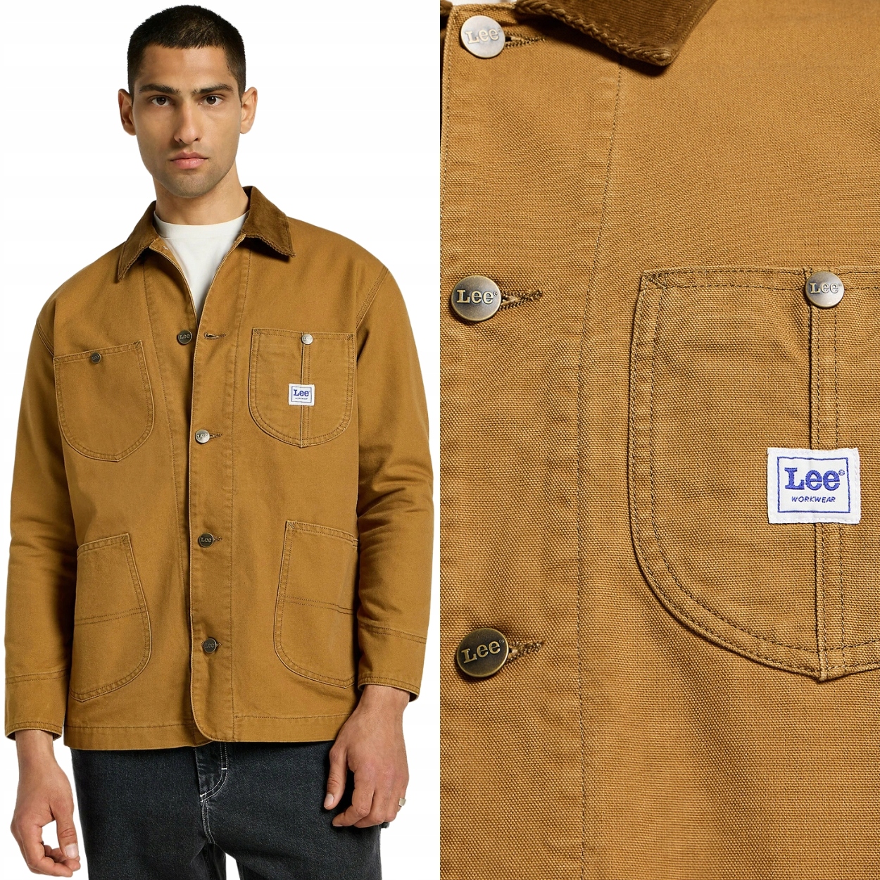 Lee LOOSE LOCO JACKET WORKWEAR OCIEPLANA BRĄZOWA LUŹNA KURTKA KATANA L ...