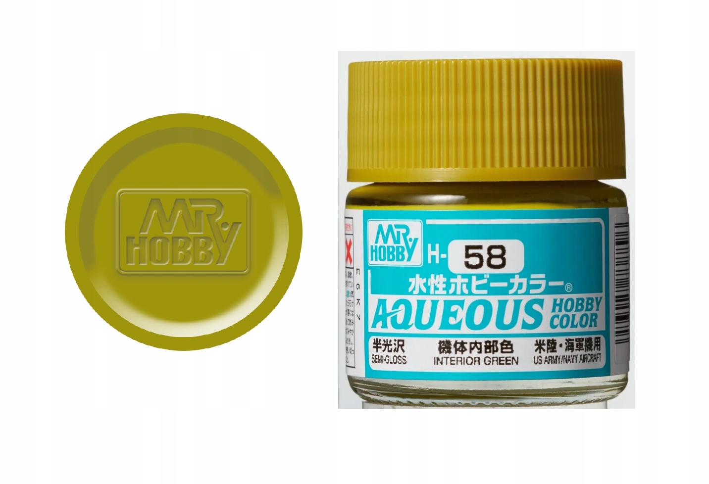 Farba akrylowa Mr.Hobby H058 Aqueous Hobby Interior Green Semi-Gloss ...