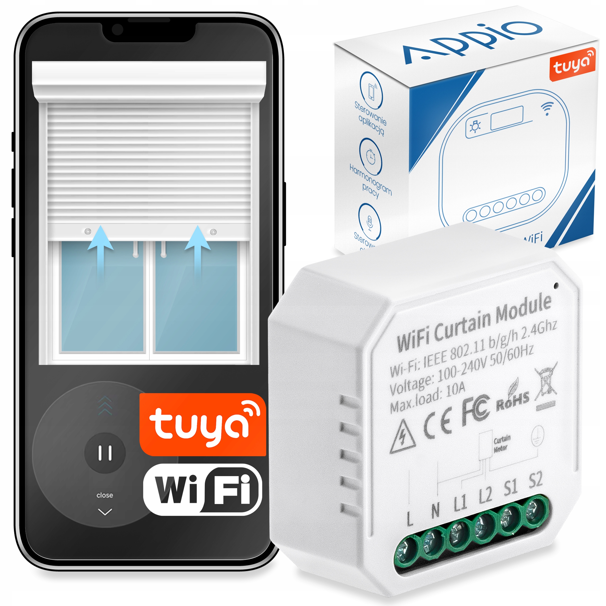 STEROWNIK DO ROLET DOPUSZKOWY PROCENTOWY MINI WYMIARY WIFI TUYA SMART ...