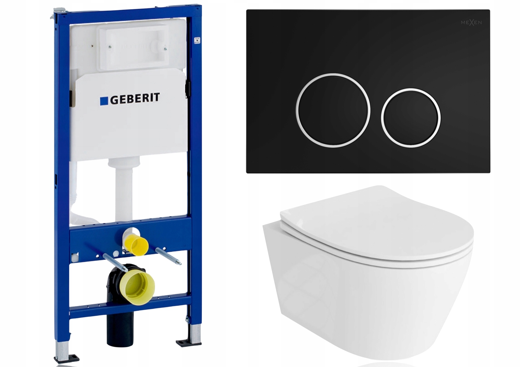 Zestaw WC GEBERIT BASIC stelaż podtynkowy miska przycisk CZARNY MAT ...