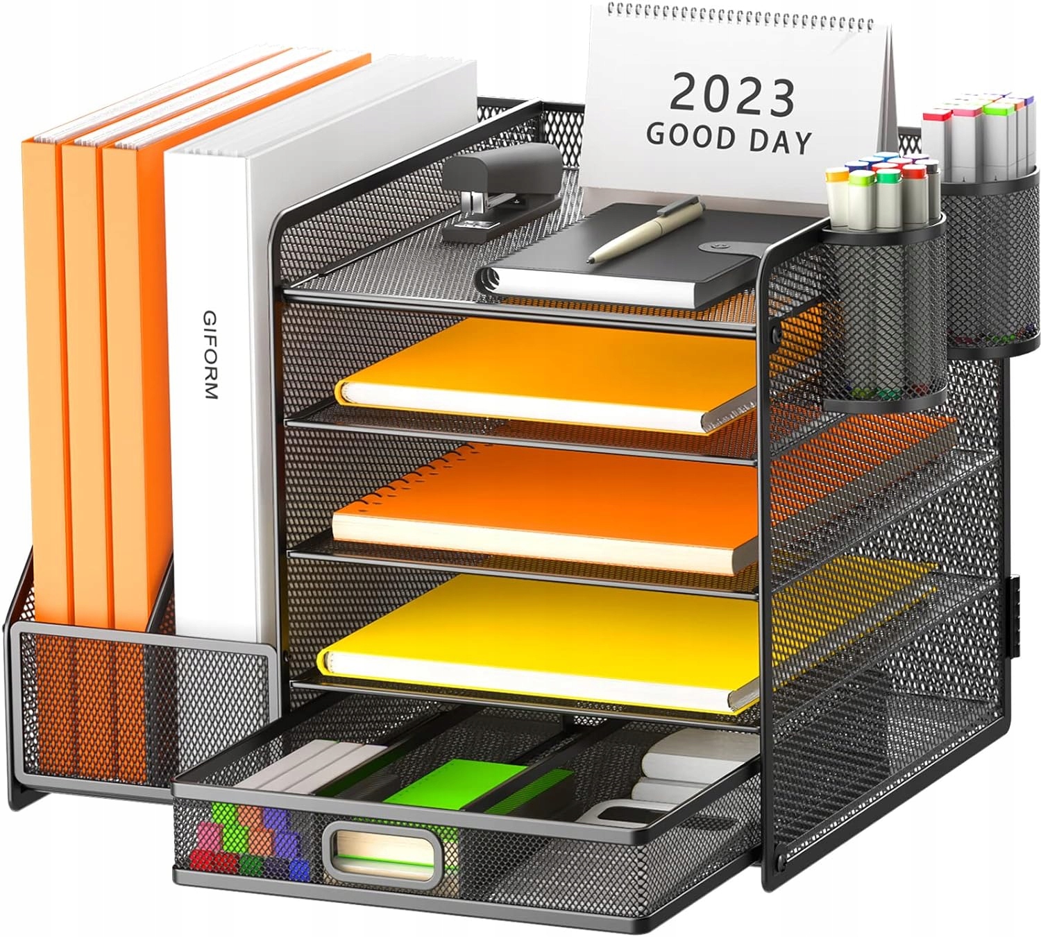 Restorgan Metalowy organizer na biurko z uchwytem na dokumenty 5 ...