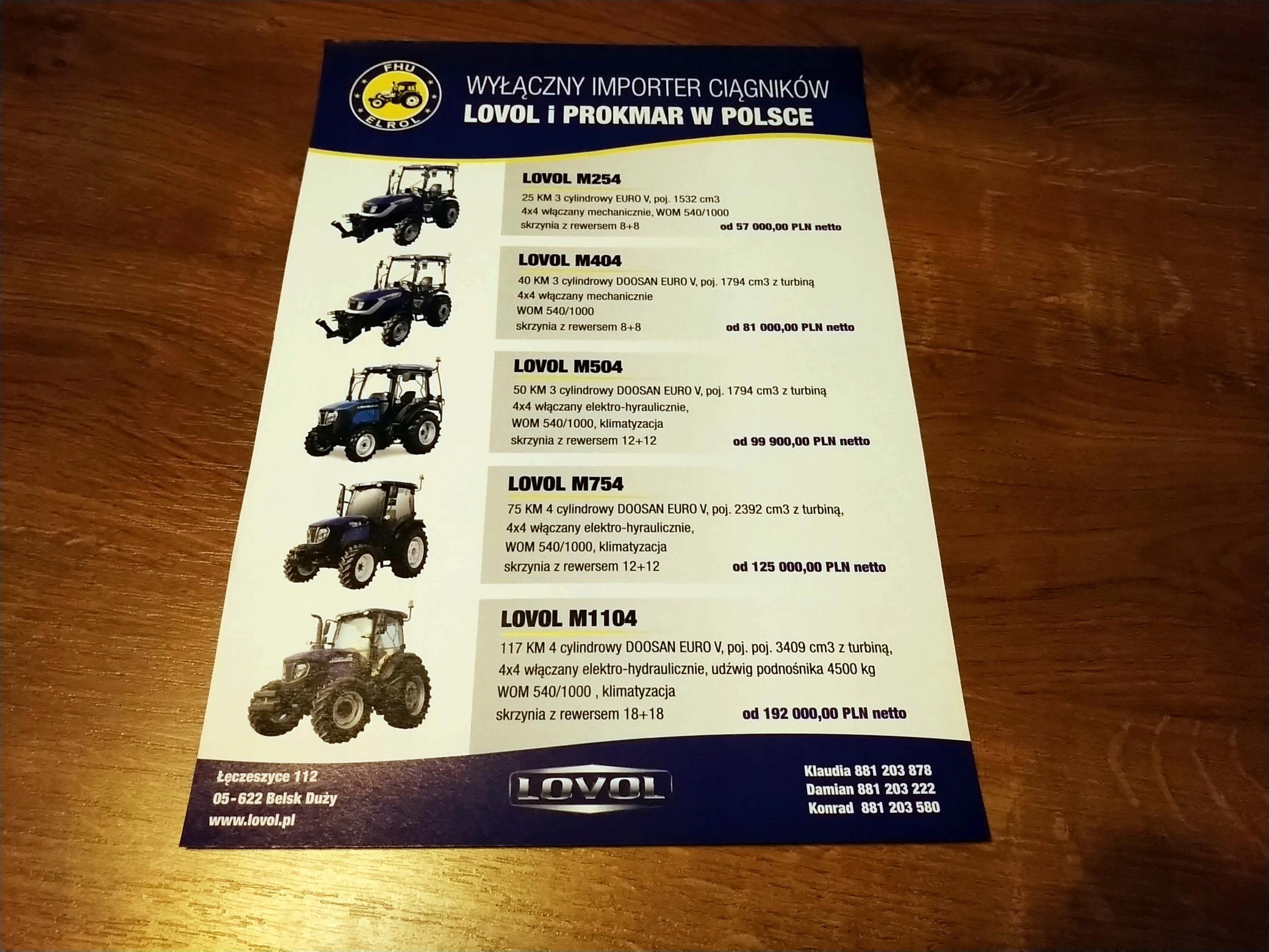 Lovol i Prokmar program cała gama ciągnik traktor j.Polski prospekt za ...