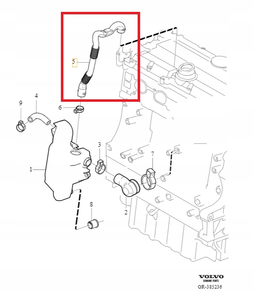 Volvo OE 9497534 przewód odmy silnika • Cena, Opinie - Allegro